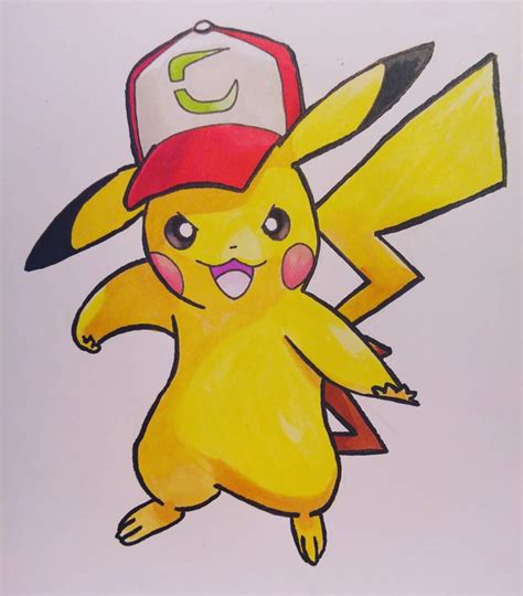 Pikachu Wearing Ash S Hat Drawing Amino