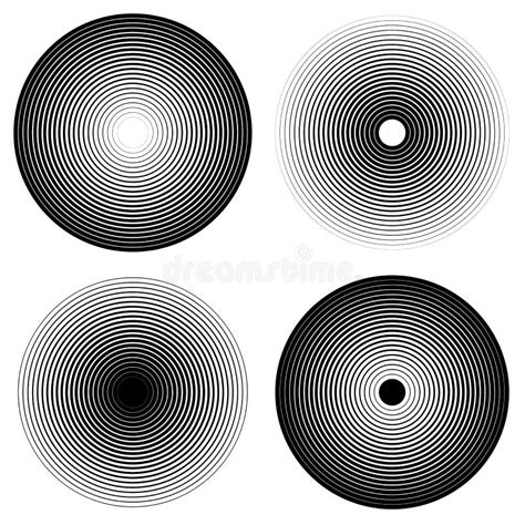 Set Of 4 Concentric Circle Elements Ripple Radiating Circles Stock Vector Illustration Of