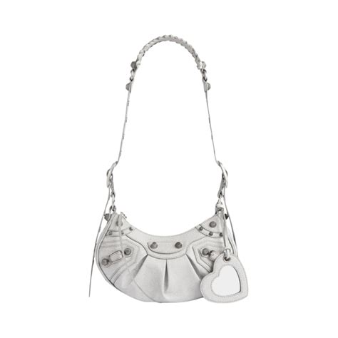발렌시아가 르 카골 Xs 숄더백 스파클링 패브릭 실버 Balenciaga Kream