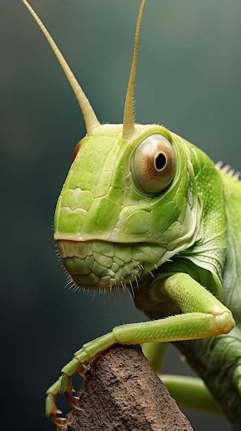 Premium Photo Closeup Portrait Of A Grasshopper Against Textured