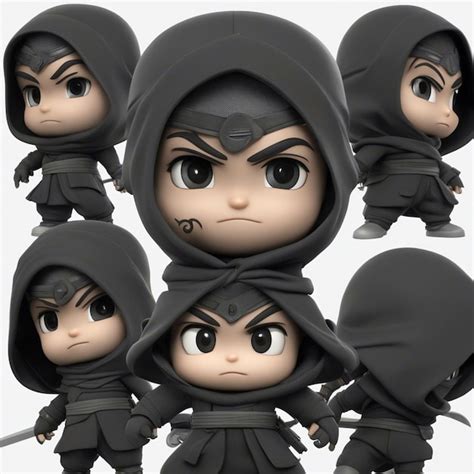 Premium Photo A 3d Ninja Cartoon Game Character Boy Ware Black Cloth