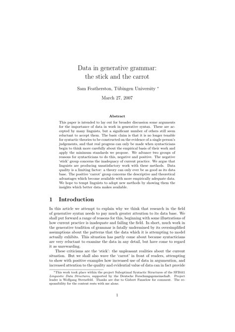 pdf data in generative grammar the stick and the carrot