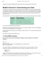 MySQL Exercise Summarizing Your Data MySQL Exercise Summarizing Your Data