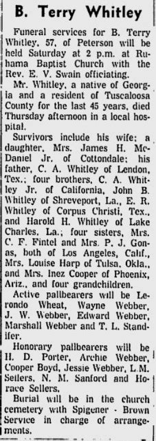 Benjamin Terry Whitley 1906 1963 Find A Grave Memorial