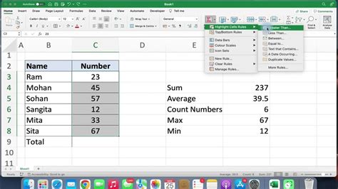 Sum Average Count Max Min Best Excel Courses Glimpse Youtube