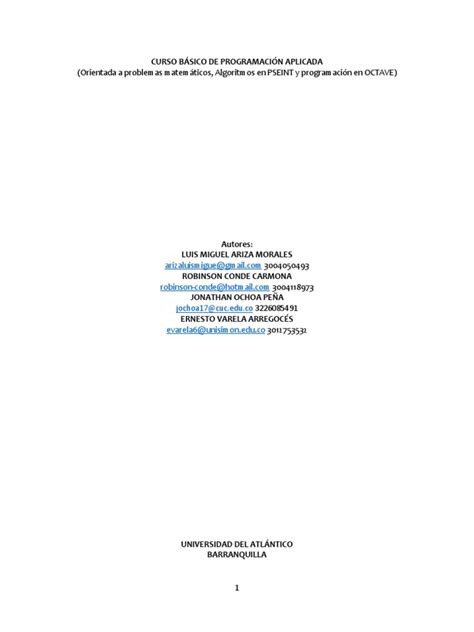 Curso Básico De Programación Numérica Pdf