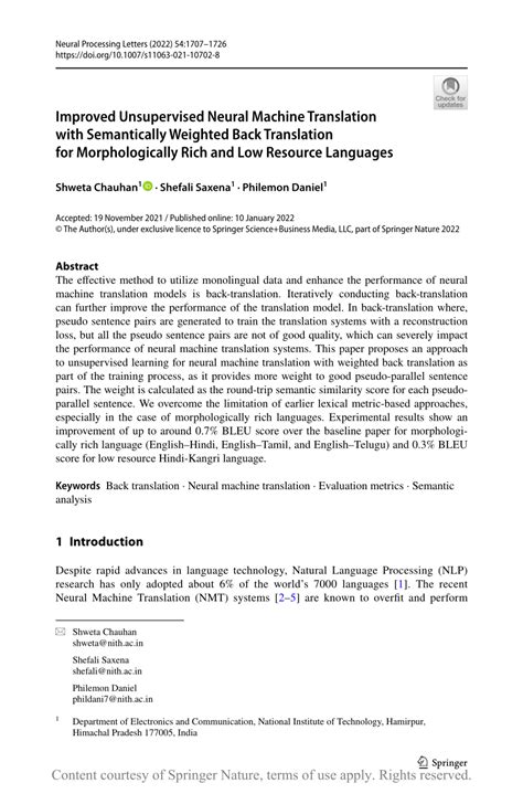 Improved Unsupervised Neural Machine Translation With Semantically