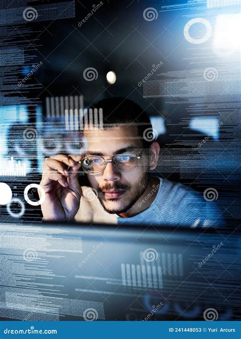 Testing His Code Cropped Shot Of A Male Computer Programmer Working On