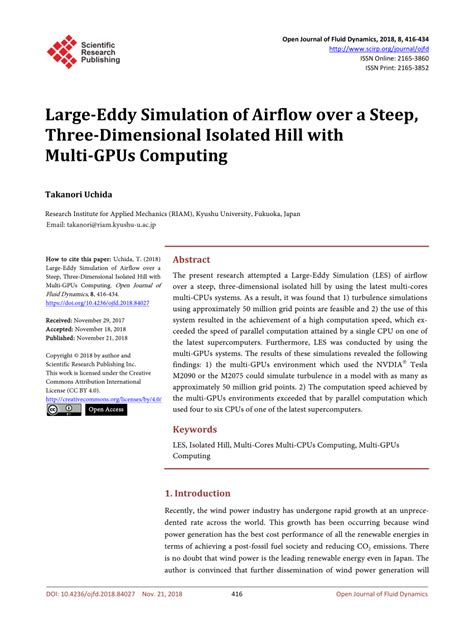 Pdf Large Eddy Simulation Of Airflow Over A Steep Three Dimensional