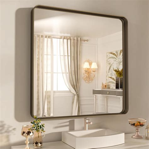 Ebern Designs Bronze Bathroom Mirror With Brushed Metal Frame