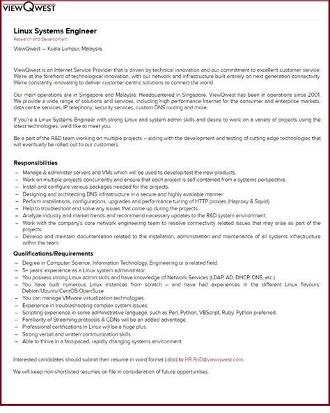 linux system engineer