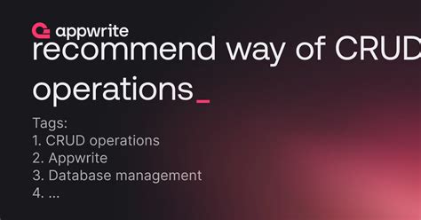 recommend way of crud operations threads appwrite