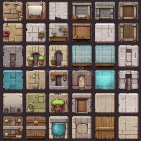 Collection Of Tiles For 2d Game Stock Illustration Illustration Of Creativity Prototyping