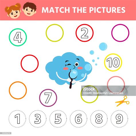 귀여운 구름 캐릭터와 아이 활동 시트 1에서 10까지 숫자를 입력합니다 개체 그룹에 대한 스톡 벡터 아트 및 기타 이미지 개체 그룹 계절 교육 Istock