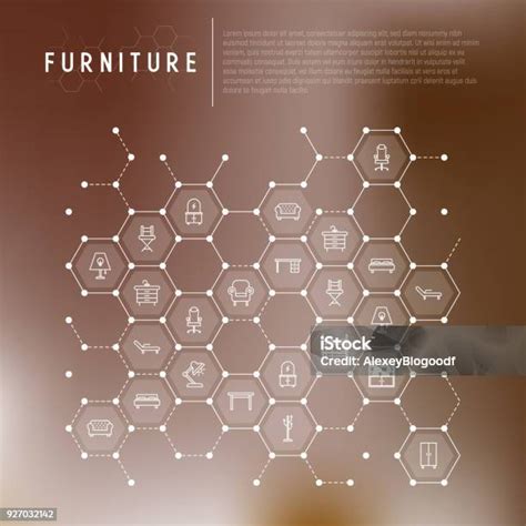 코치 책장 침대 옷장의 자 램프 바닥 걸이의 얇은 선 아이콘으로 넓어짐에 가구 개념 현대 벡터 일러스트 레이 션 배너 웹 페이지 인쇄 미디어 0명에 대한 스톡 벡터 아트 및