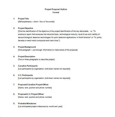Project Outline Template Word