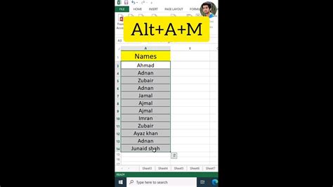 How To Remove Duplicate Names In Ms Excel Ytshorts Excel Exceltips Excelformula Formula