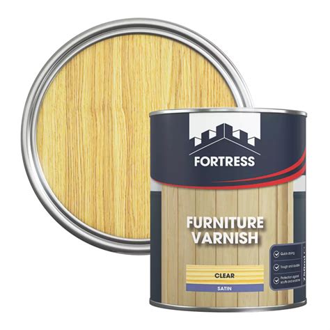 Fortress 750ml Clear Satin Water Based Interior Furniture Varnish Screwfix