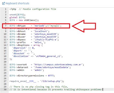 error en tipo de base de datos al instalar moodle mysql y mariadb