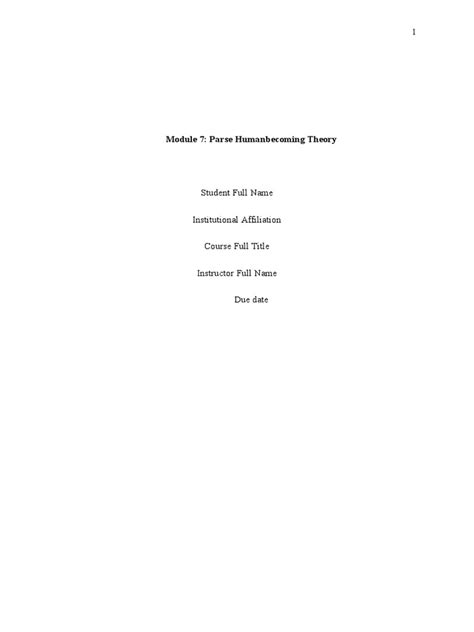 Parse Pdf Nursing Theory