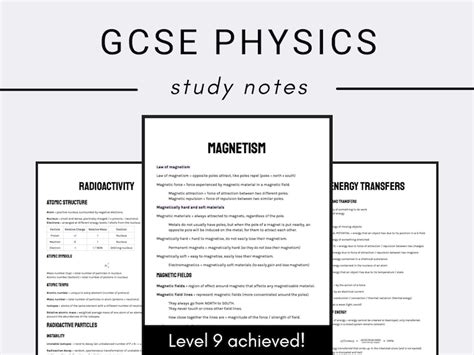IGCSE Physics Study Notes A Comprehensive Set Of Detailed Notes On All Topics Grade 9 Achieved