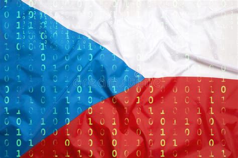 binary code with czech republic flag data protection concept stock