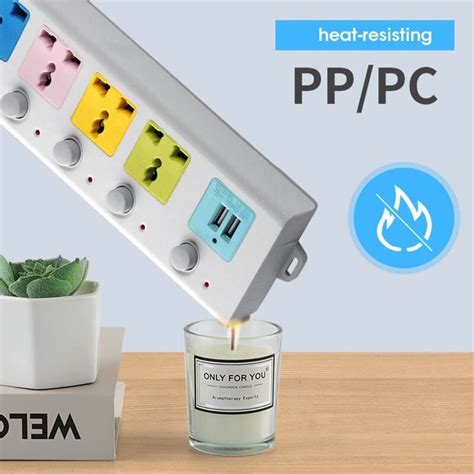 Extension Cord Multi Function Socket Extension Outlet With 4 Power Socket And 2 Usb Ports 1 8m