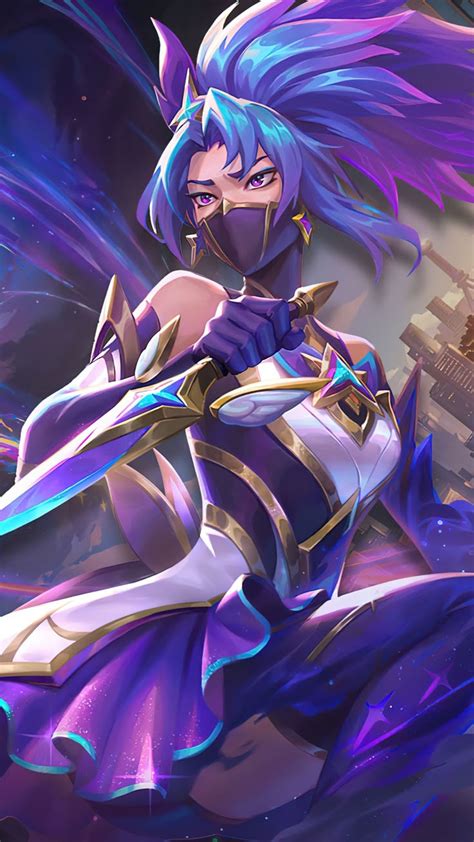Akali Star Guardian Красочные обои Эскиз модели Лига легенд