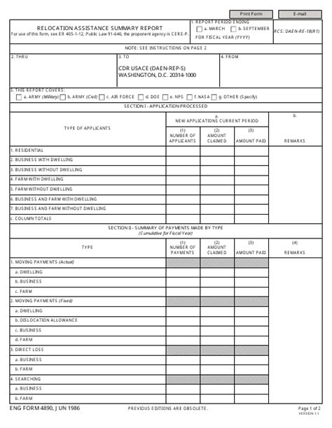 Eng Form 4890 Fill Out Sign Online And Download Fillable Pdf