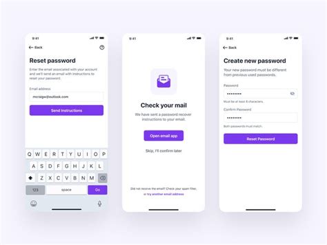 Password Reset Flow App Passwords Mobile App App Ui Design