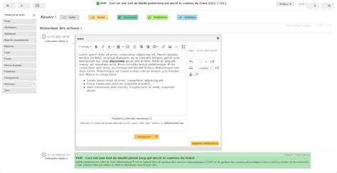 glpi personnalisation interface via css ticket suivi et tâche