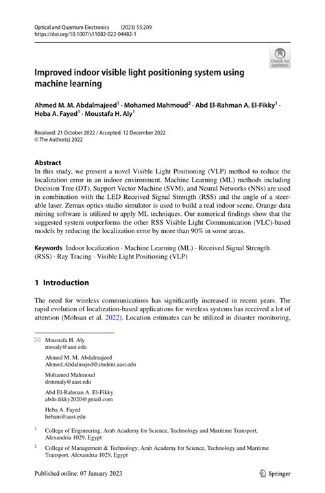 Pdf Improved Indoor Visible Light Positioning System Using Machine Learning