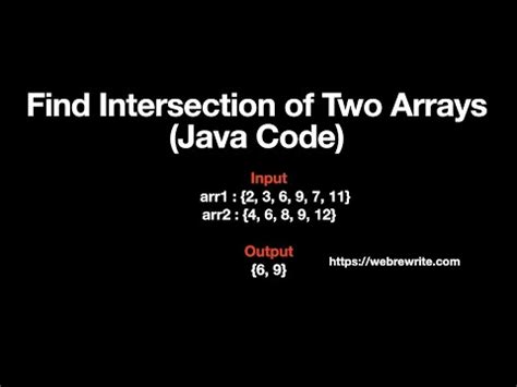 Find Intersection Of Two Arrays Java Code YouTube