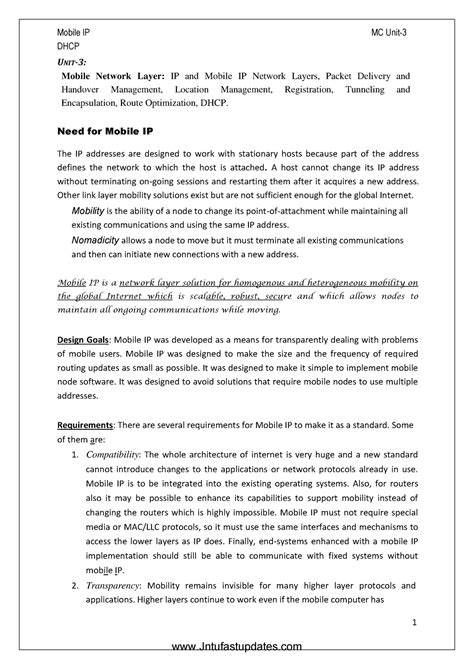 Mc R16 Unit 3 Mobile Computing Notes Dhcp Unit 3 Mobile Network
