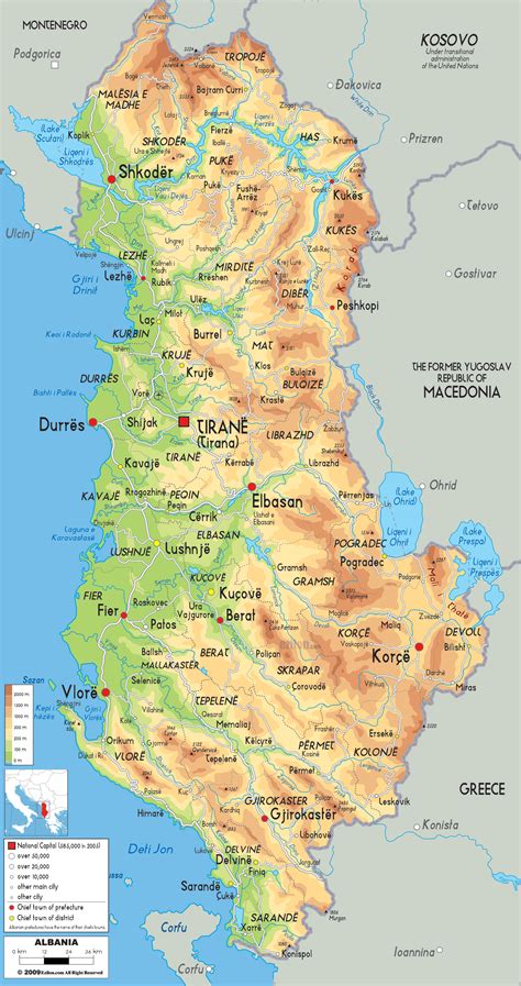 Physical Map Of Albania Ezilon Maps