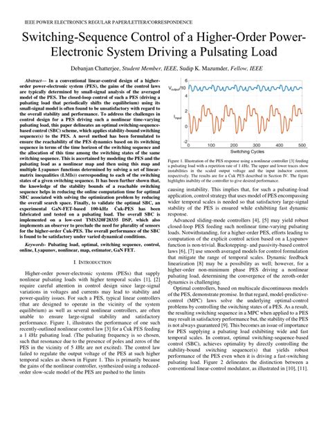 Pdf Switching Sequence Control Of A Higher Order Power Electronic
