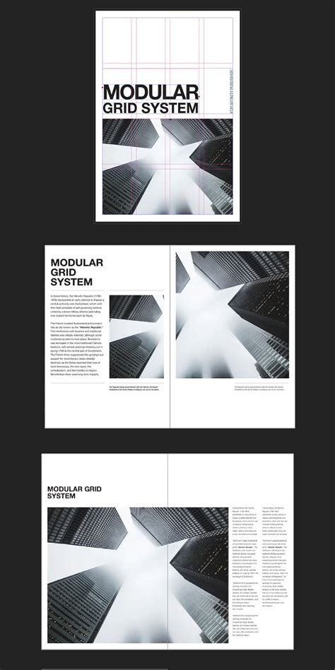 A4 Magazine Brochure Grid System Book Design Layout Grid Design