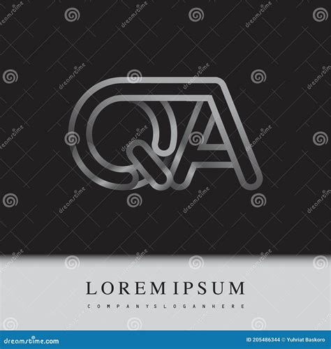 Initial Logo Letter QA Linked Outline Silver Colored Rounded Logotype Stock Vector