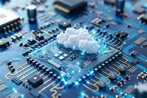 Cloud Computing Technology With 3d Cloud Icon On Motherboard Stock Image Image Of Board