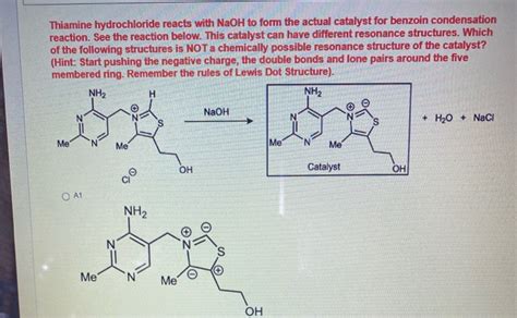 Solved Thiamine Hydrochloride Reacts With Naoh To Form The