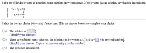 Solved Solve The Following System Of Equations Using