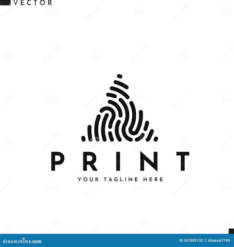 Fingerprint Logo And Keyhole Symbol Simple Minimalist Design With Corner Frame Forming A Box For
