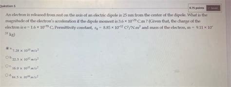Solved An Electron Is Released From Rest On The Axis Of An