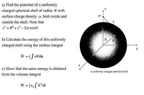 SOLVED: a) Find the potential of a uniformly charged spherical shell of radius R with surface ...