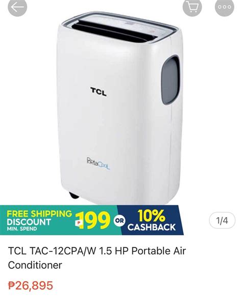 Tcl Portable Aircon 1hp Tv And Home Appliances Air Conditioning And Heating On Carousell