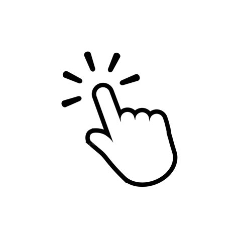 Clicking Finger Icon Line Hand Pointer Symbol Pointer App Black Vector