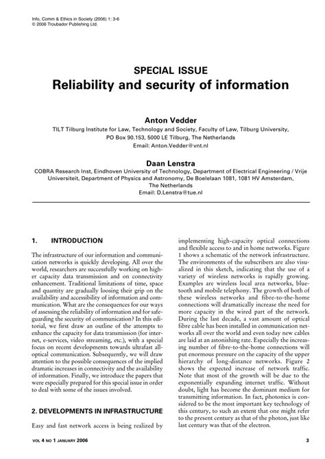 PDF Reliability And Security Of Information