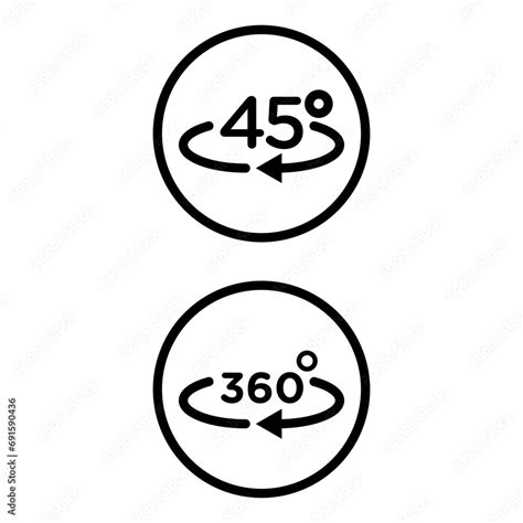 Angle 45 To 360 Degrees Icon Mathematical Measurement Of Round 45 Or