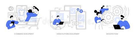 Remote Developers Team Abstract Concept Vector Illustrations Stock