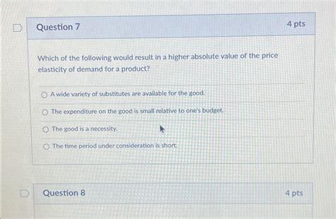 Solved Question 74 ﻿ptswhich Of The Following Would Result